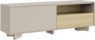 Selsey TV Schrank 140 cm Kaschmir Eiche Vicenza - Sideboard Wohnzimmer und Lowboard stehend, modernes TV Board mit T&uuml;ren, Schublade und offener Nische, TV M&ouml;