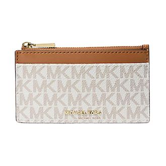 Michael Kors Kompakte Logo-Print-Kartenhalter mit Rei&szlig;verschluss - - Accessories - Damen - Beige - ONE SIZE