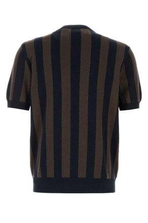 Fendi Blu+moka Exterior: Silk Cotton T-Shirt T-shirts And Polos