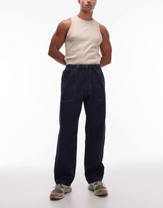 Gramicci Jean ample effet flammé style japonais - Indigo-Bleu