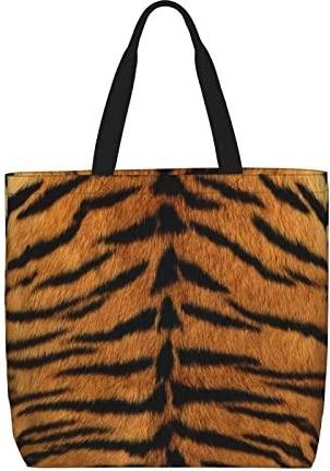Generic Sac Fourre-Tout Motif Tigre Sac &Agrave; Provisions En Toile Avec Poign&eacute;es De Grande Capacit&eacute; Sacs &Agrave; Main, Pour Femmes, Voyage, Shopping, &Eacute;cole