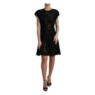 Dolce & Gabbana Schwarzes Blumen Spitze A-Linie Minikleid - - Dresses - Damen - Schwarzk - M