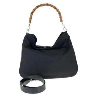 Gucci Pre-owned Sac Bandouli&egrave;re Bambou Nylon 2way - Femme - Pre-owned - Noir - Taille: ONE Size