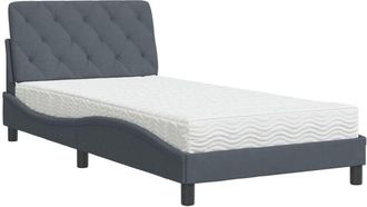 vidaXL Bett mit Matratze Dunkelgrau 100x200 cm Samt Vidaxl