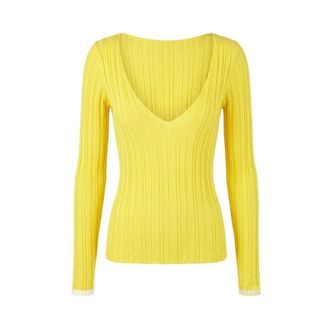 Trussardi Pull en maille c&ocirc;tel&eacute;e - Femme - Pulls - Jaune - Taille: 36 FR