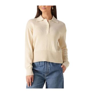 Modstr&ouml;m Eleganter wei&szlig;er Polopullover - - Knitwear - Damen - Beige - L