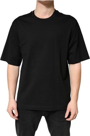Dolce & Gabbana Homme, Tops, Noir, Taille: L T-shirt &agrave; Manches Courtes et Col Rond