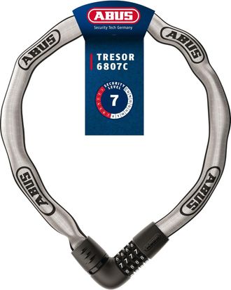 ABUS Kettenschloss Tresor 6807C - Zahlenschloss mit 360&deg;-Bolzen, 7 mm Starke Stahlkette, 4-stelliger Zahlencode - Fahrradschloss mit Sicherheitslevel 7 - L