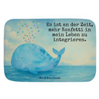 Mr. & Mrs. Panda Badteppich Wal Konfetti Design - Geschenk, badmatten, Bad l&auml;ufer, Geburtstag, Badvorleger, Meer, Motivation, duschmatte, Badezimmerteppich, Trennung, 