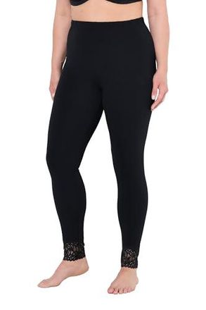 Ulla Popken Laceband Leggings, Bande en Dentelle, Noir, 61W / 32L Femmes
