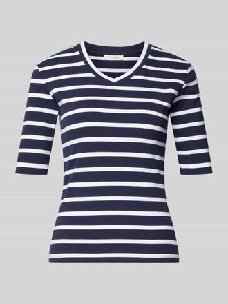 Christian Berg T-Shirt mit Streifenmuster und V-Ausschnitt