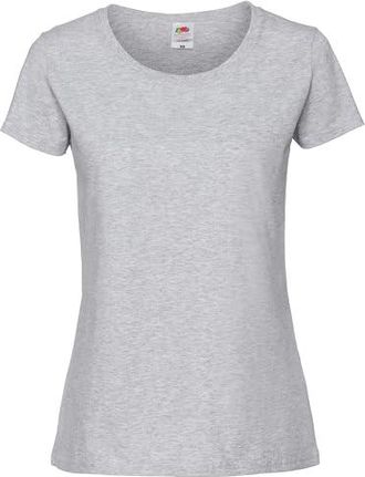 Fruit Of The Loom Ladies Iconic 195 - T-shirt moulant pour femme en coton peign&eacute;, col rond, basique avec coutures lat&eacute;rales, Gris m&eacute;lang&eacute;, L