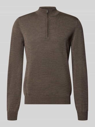 Maerz Regular Fit Sweatshirt aus reiner Schurwolle mit Troyer-Kragen