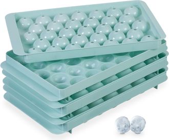 Relaxdays Eiswürfelform rund, 3er Set, wiederverwendbar, 2,5 cm Kugeln, 33 einzelne Eiskugeln, Eisgießform, PP, türkis