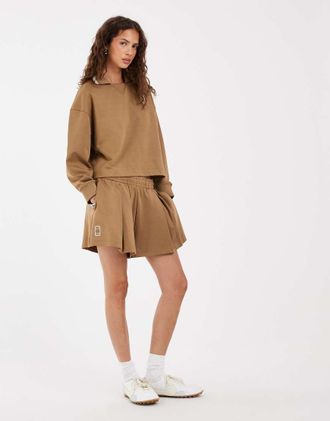 Lacoste Short densemble &agrave; cordon de serrage et logo - Marron