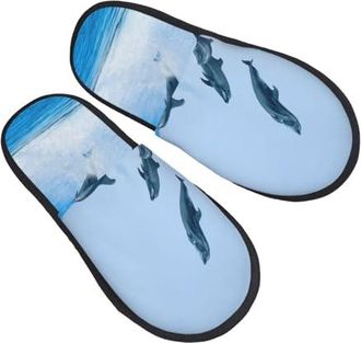 Generic Pantoufles En Coton Océan Mer Dauphin Ciel Bleu Vague Doux Slippers Confortable Chaussons Pour De Camping Unisex Automne M