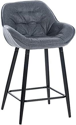 Clp Tabouret De Bar Gibson en Velours Ou Tissu I Chaise Haute avec Pieds en Metal I Assise Rembour&eacute;e, Couleur:Gris, Mat&eacute;riel:Tissu
