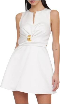 Elisabetta Franchi Femme, Robes, Blanc, Taille: 42 FR Robe Duchesse avec D&eacute;tail de Bijou