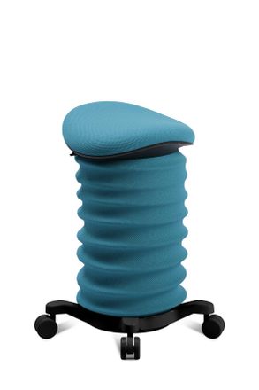 Topstar Sitness 4D mit Rollen - AGR-Zertifiziert Dynamischer Sitzhocker schwarz - Petrol, ergonomischer Bürohocker - höhenverstellbar - stärkt den Rücken - en