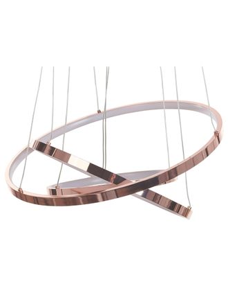 Beliani H&auml;ngelampe LED Metall ros&eacute;gold dia. 30-50 cm 3 Ringe Atrek