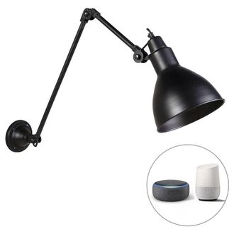 QAZQA Smarte Wandleuchte schwarz verstellbar inkl. wlan A60 - Wye