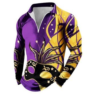 Generic Costume de carnaval pour homme - Sweat-shirt sans capuche avec fermeture &eacute;clair 1/4 - T-shirt &agrave; manches longues - T-shirt dext&eacute;rieur - Coupe ajust&eacute;e -