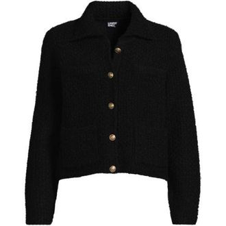Lands End Strukturierte Strickjacke im Couture-Stil, Damen, Gr&ouml;&szlig;e:44-46 regular, Schwarz, Polyacryl/Polyester-Mischung, by Lands End