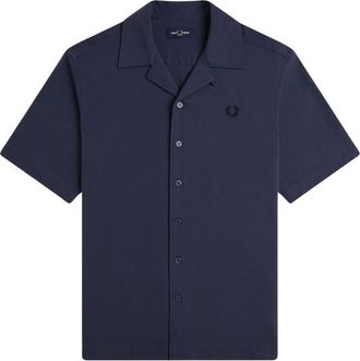 Fred Perry Homme, Chemises, Bleu, Taille: S Compress Mesh Revere Collar Shirt