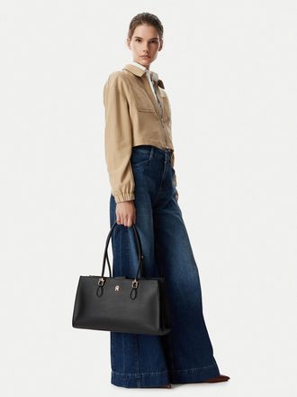 Tommy Hilfiger Handtasche Tommy Hilfiger Th Grace Satchel AW0AW18750 Schwarz