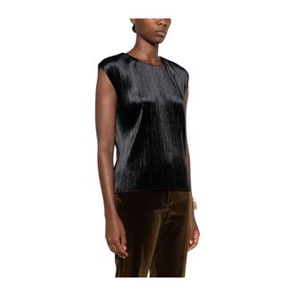 Forte_Forte Femme, Tops, Noir, Taille: 38 FR Top sans manches effet pliss&eacute;
