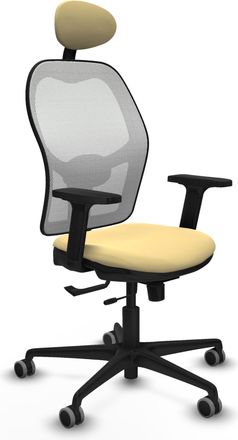 Piqueras y Crespo B&uuml;rostuhl mit 2D-Armen, h&ouml;henverstellbare Lendenwirbelst&uuml;tze und festes Kopfteil, ausgestattet mit Syncro/Traslack und injiziertem Schaumstoff, Wei&szlig;/C