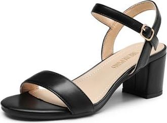 Dream Pairs Sandales à Talon Bloc pour Femmes Elégantes Sandale à Bride Unique Confortable,Size 41.5,Noir,SDHS2412W