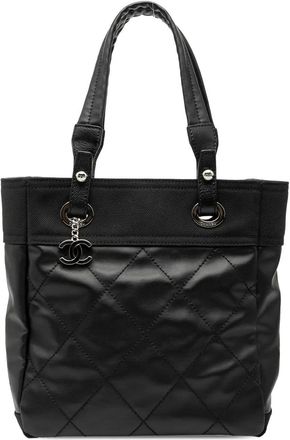 Chanel Shopper - Small Quilted Coated Canvas Paris Biarritz Tote - Gr. unisize - in Schwarz - f&uuml;r Damen