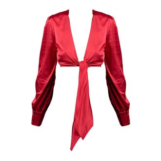 Patrizia Pepe Blouse cache-coeur ajust&eacute;e - Femme - Blouses et Chemises - Rouge - Taille: 34 FR