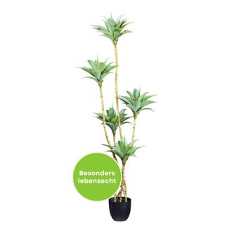 Creativ Green künstliche Agave Pflanze 160cm I künstliche Pflanzen ideal als Zimmer Deko I Pflanzen künstlich mit naturgetreuen & grünen Blättern I hochwertige Deko