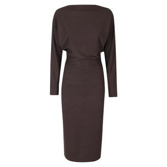 Vince Robe midi confortable en jersey stretch - Femme - Robes - Brun - Taille: 36 FR