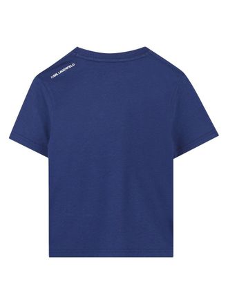 Karl Lagerfeld Logo-Embroidered Cotton T-Shirt - Blue