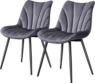 Yaheetech Esszimmerst&uuml;hle 2er Set,Polsterst&uuml;hle Esszimmer mit R&uuml;ckenlehne,f&uuml;r Wohnzimmer K&uuml;che Esszimmer,Sitzfl&auml;che aus Samt,mit Metallbeinen,bis 150 kg belastb