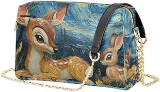 Mnsruu Sacs à bandoulière pour femme, sac à main en cuir avec peinture de cerf, sac à main