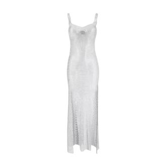 Santa Brands Silbernes Mesh Maxi Kleid mit Kristallen - - Dresses - Damen - Grau - ONE SIZE