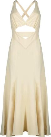 Paco Rabanne Femme, Robes, Beige, Taille: 42 FR Robe Midi en Jersey de Viscose