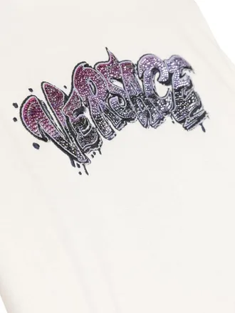 Versace Logo-Embroidered Cotton Hoodie - White