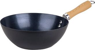 Fackelmann Fackelmann Wok-Pfanne &Oslash; 26 cm - Karbonstahl mit 2-facher Antihaftbeschichtung, ergonomischem Bambusgriff, extra hoher Rand, PFAS-frei, Hitzebest&auml;ndigk