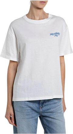 Replay Femme, Tops, Blanc, Taille: 40 FR T-shirt oversize &agrave; col rond