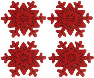 Generic 4 Weihnachts-Trinkuntersetzer, Schneeflocke, Rot, Tischmatte, Dekoration, Geschenke, Weihnachtsrestaurant-Party