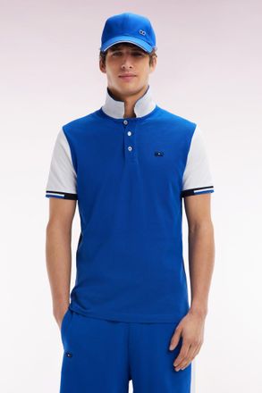 Eden Park Polo &Agrave; Manches Courtes Colorblock En Coton Marine Coupe Droite