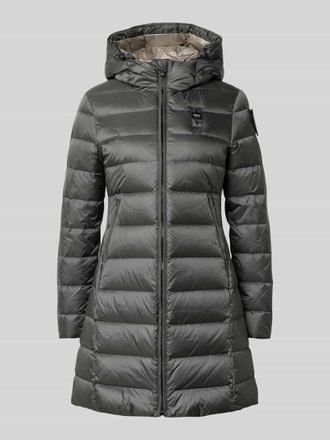 Blauer Daunenmantel mit Kapuze Modell AGNES