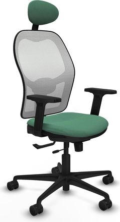 Piqueras y Crespo B&uuml;rostuhl mit 2D-Armen, h&ouml;henverstellbarer Lendenwirbelst&uuml;tze und festem Kopfteil, ausgestattet mit Syncro/Traslack und injiziertem Schaumstoff, Wei&szlig;/