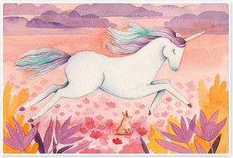 Posterlounge Galoppierendes Einhorn Poster von Michelle Beech 60 x 40 cm Wandbilder Wanddeko