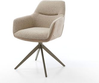 DELIFE Drehstuhl Pejo-Flex Materialmix Schlamm Kreuzgestell breit Effektfinish Titan 360&deg; drehbar Taschenfederkern, Esszimmerst&uuml;hle